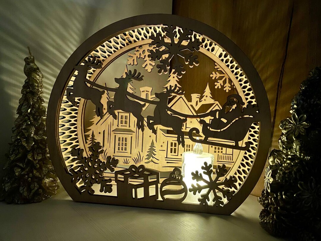 Scene Christmas Lantern Laser Cut Lamp Snowy Candle Holder, Winter ...