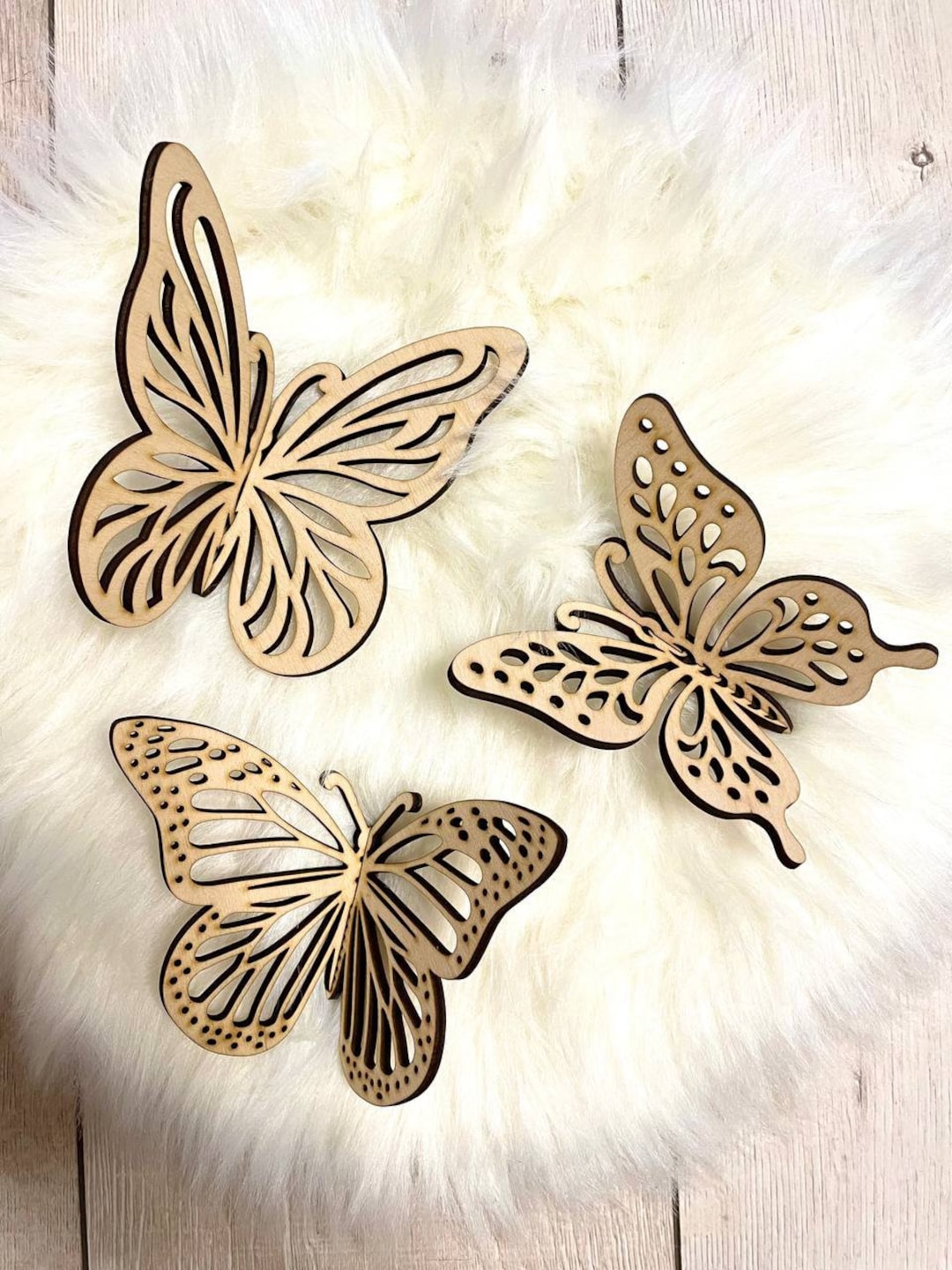 3D Butterflies SVG on Stands Set of 3 Digital Download for Glowforge or ...