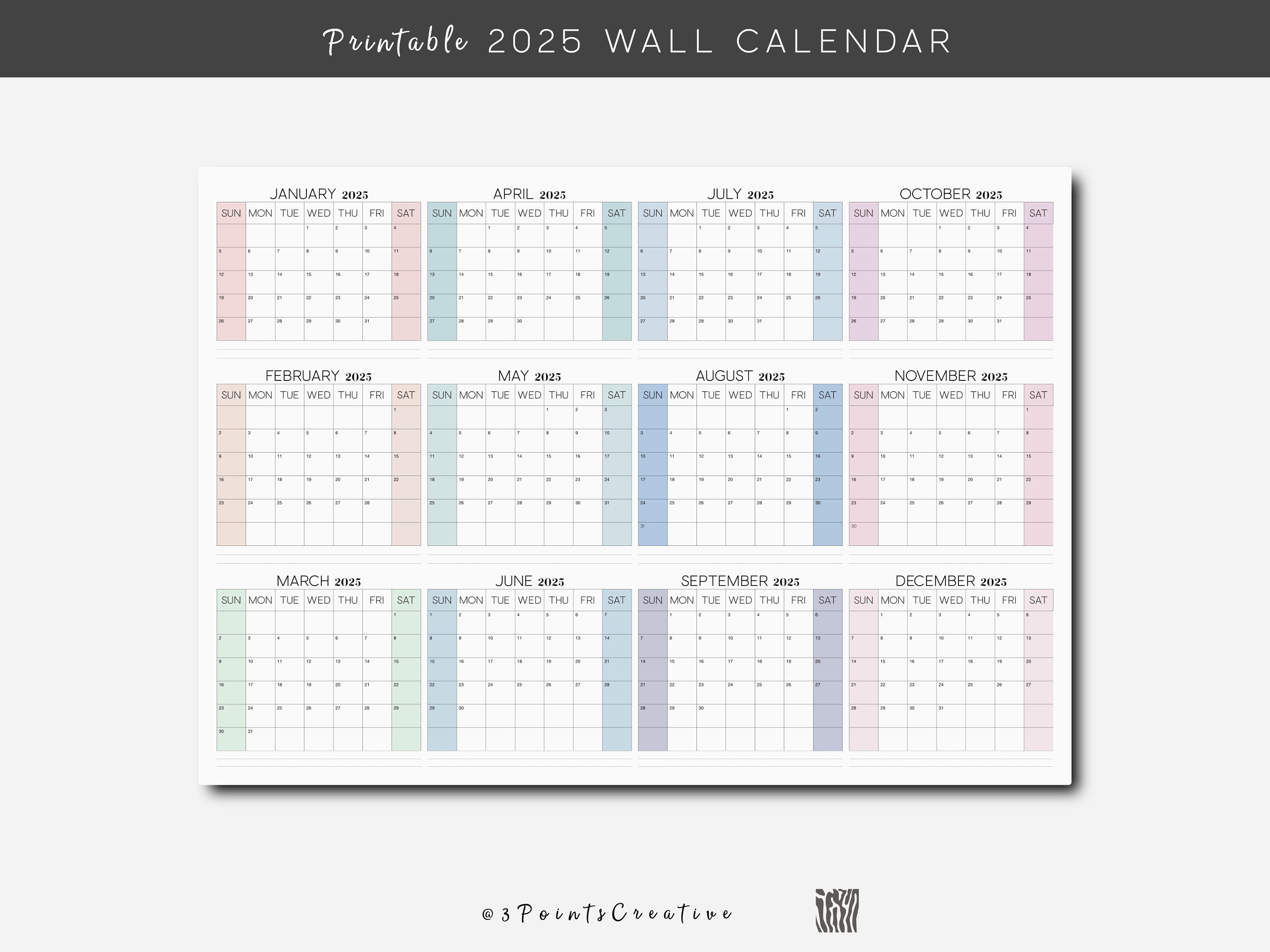 2025 Large Wall Calendar Printable Large Wall Planner With a - Etsy