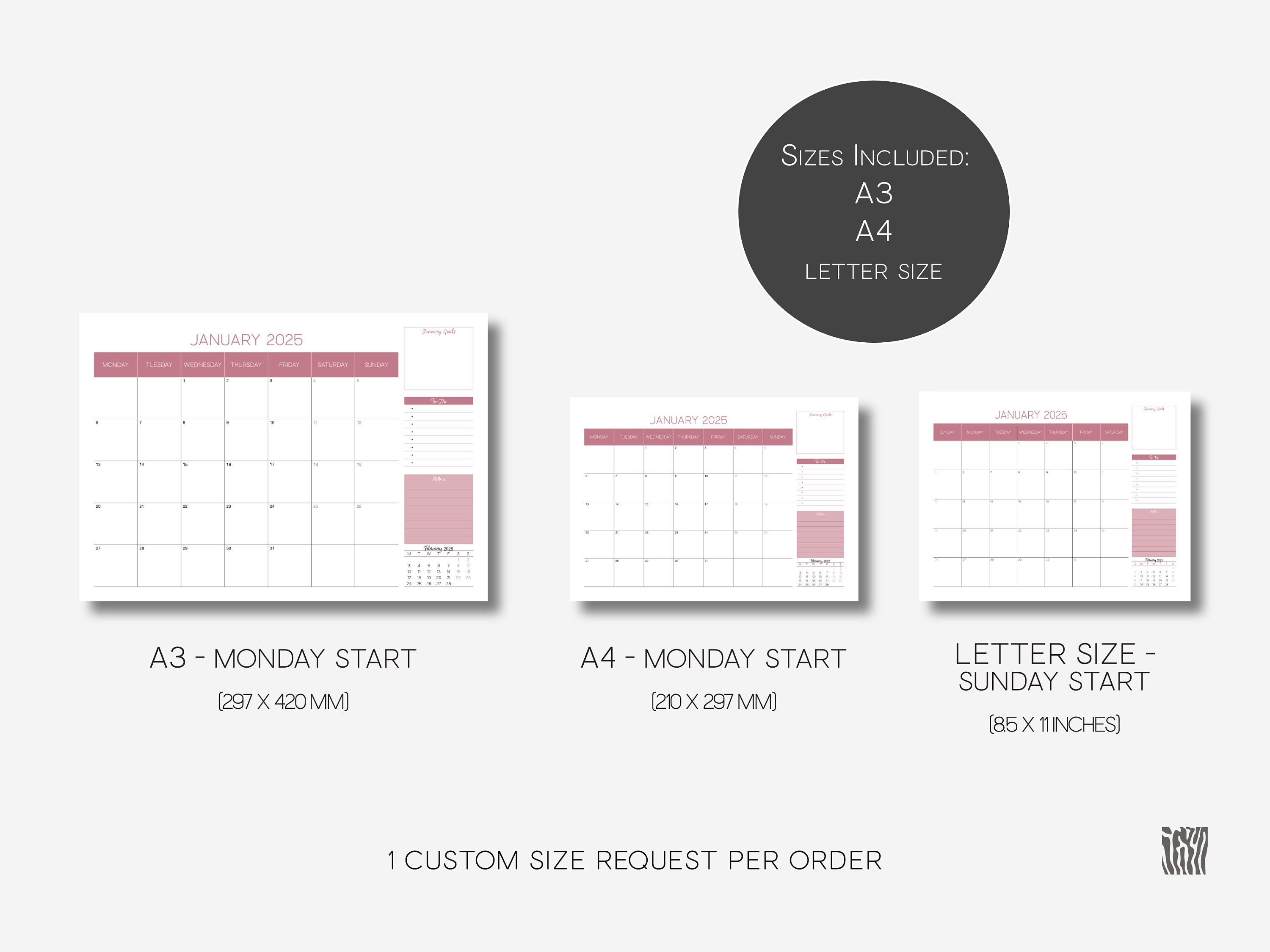 2025 Printable Monthly Planner, Minimalist Productivity Planner in ...