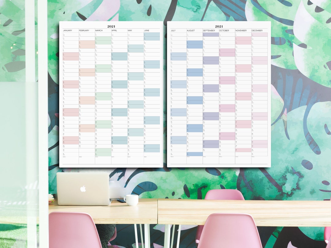 Printable Large Wall Calendar Bundle for 2024, Half Year 6 Month ...