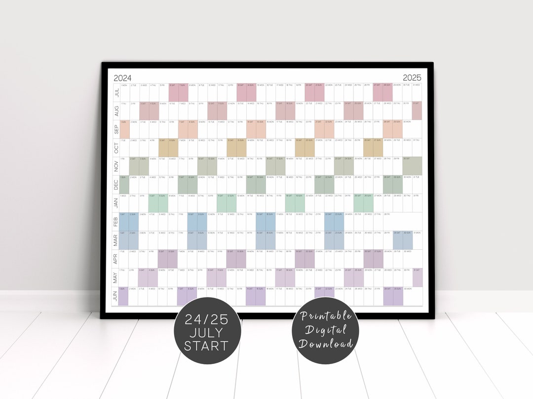 2024 2025 Printable July Wall Calendar, Academic Planner for Students ...