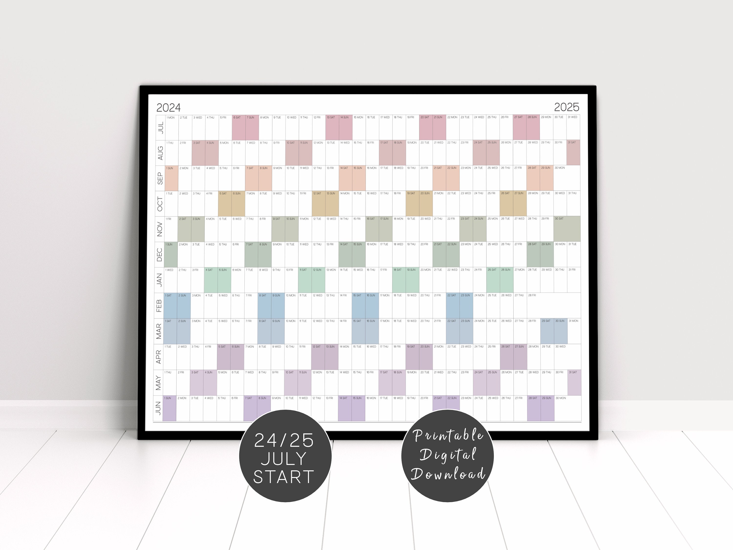 2024 2025 Printable July Wall Calendar, Academic Planner for Students ...