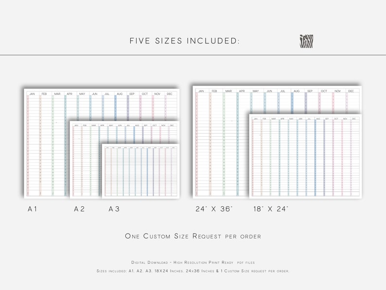 Printable Perpetual Large Wall Calendar - PDF Digital Download for Easy ...