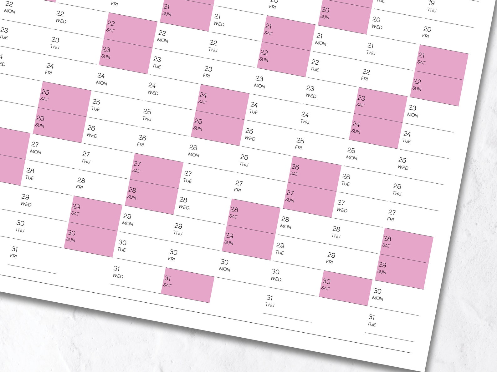 2024 Printable Large Wall Calendar in a Pink Minimalist Design, 2024 ...