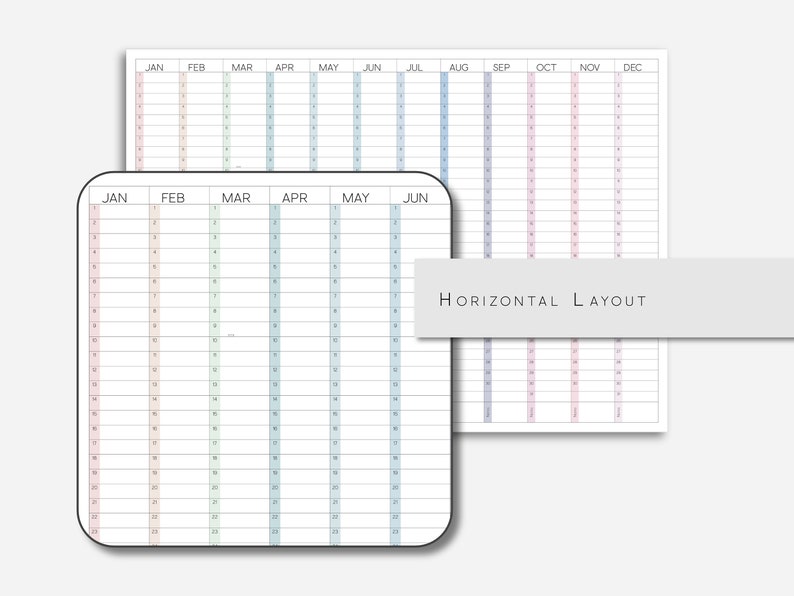 Printable Perpetual Large Wall Calendar - PDF Digital Download for Easy ...