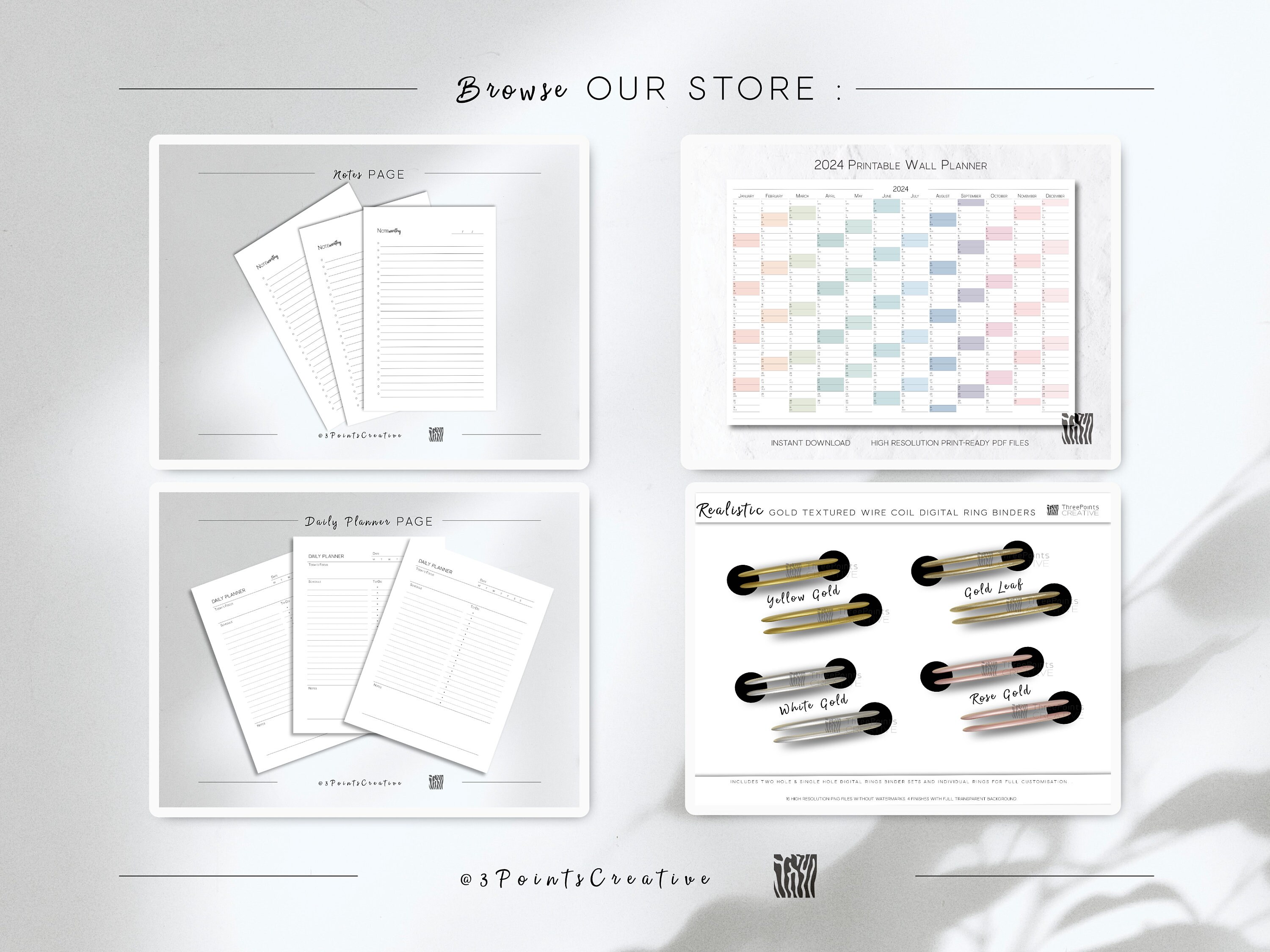 Printable Yearly Undated Minimalist Planner on Two Pages. - Etsy