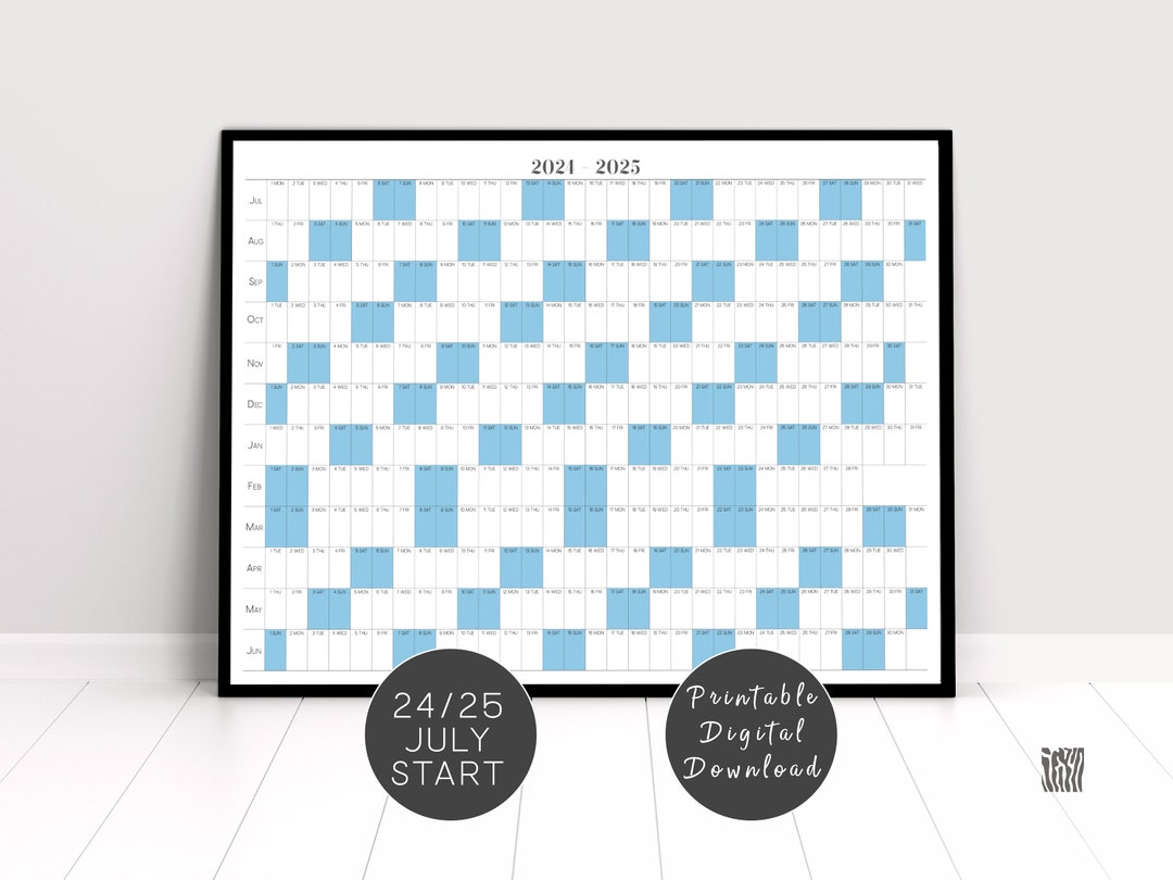 2024 2025 Printable July Wall Calendar, Academic Planner for Students ...
