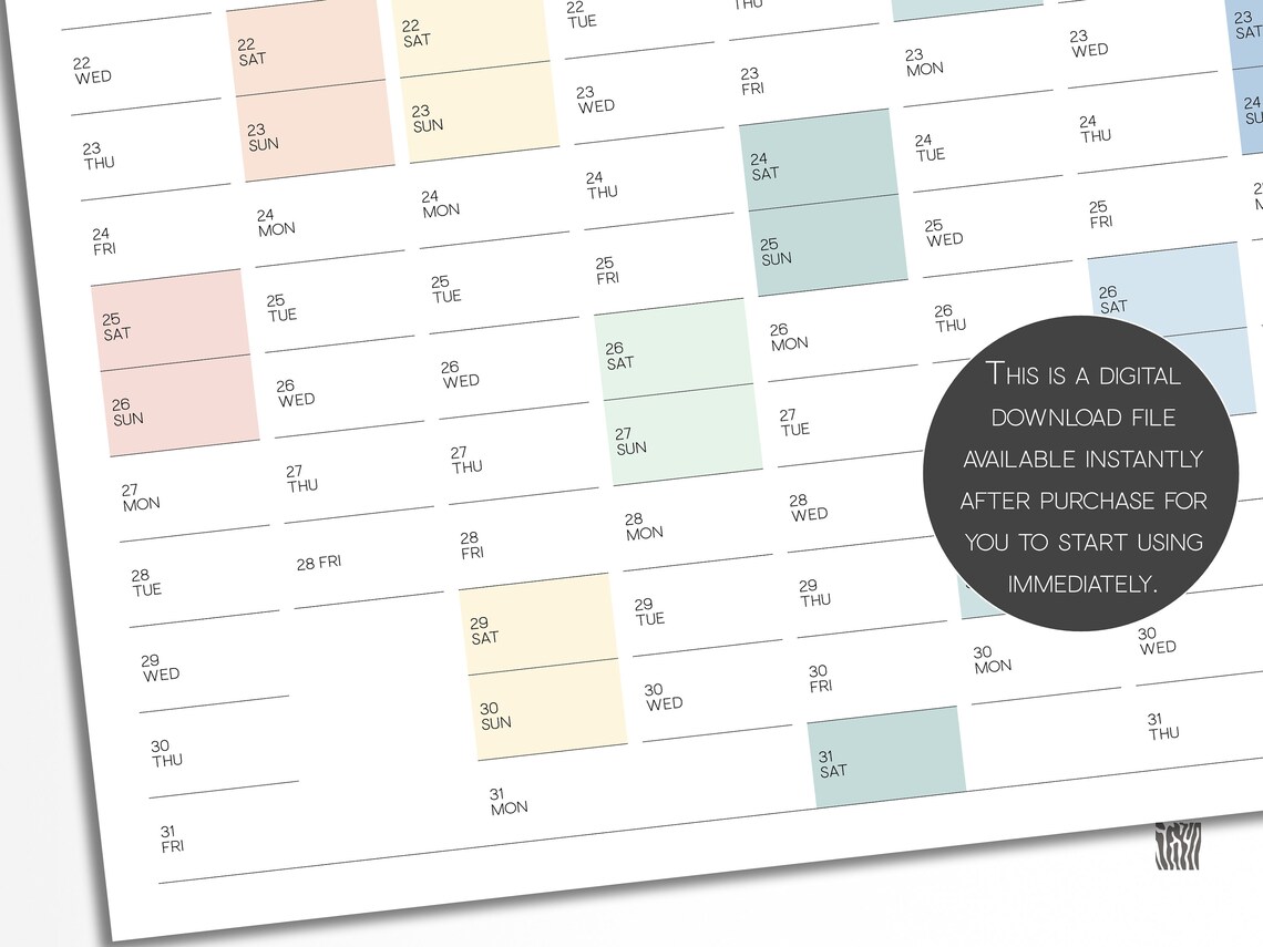 2025 Printable Large Wall Calendar in a Minimalist Design, 2025 Wall ...