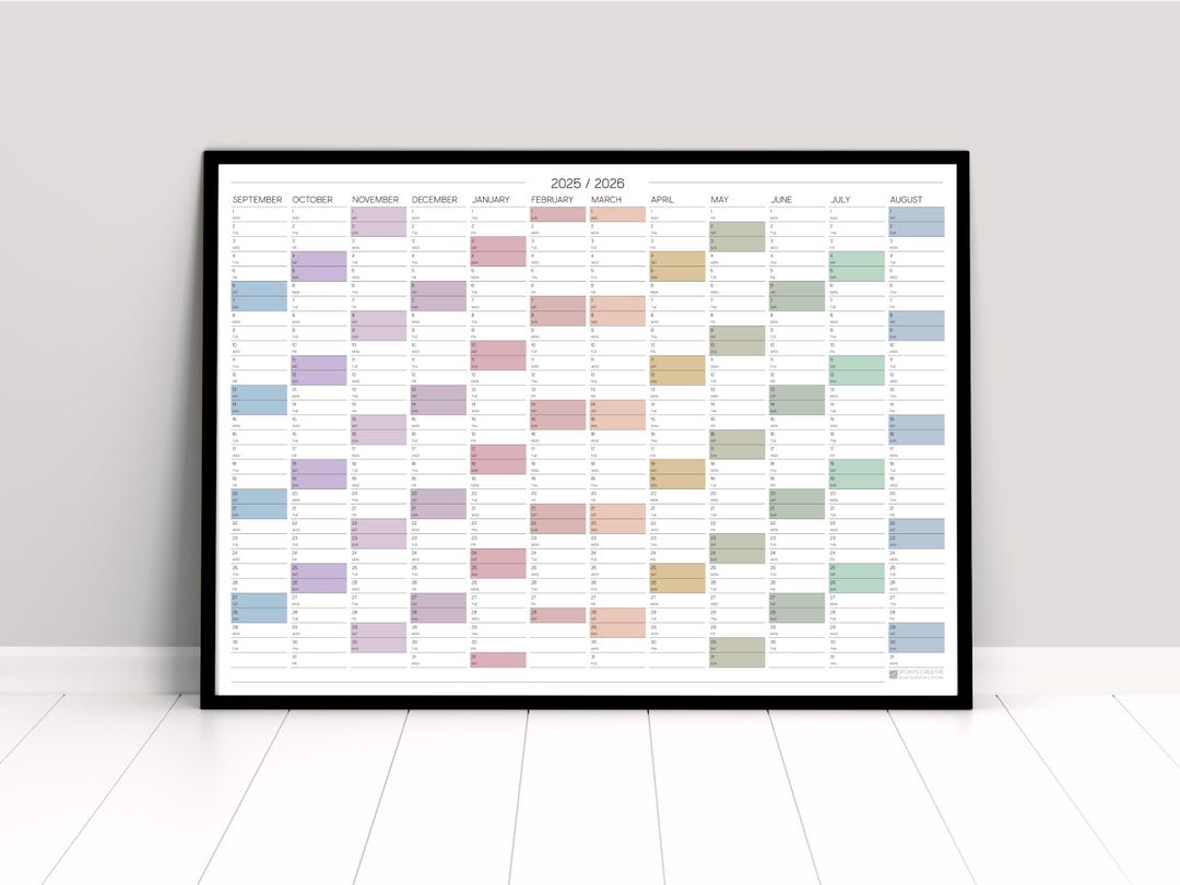 Giant Wall Calendar 2025-2026 - Printable PDF Academic Planner, Large ...