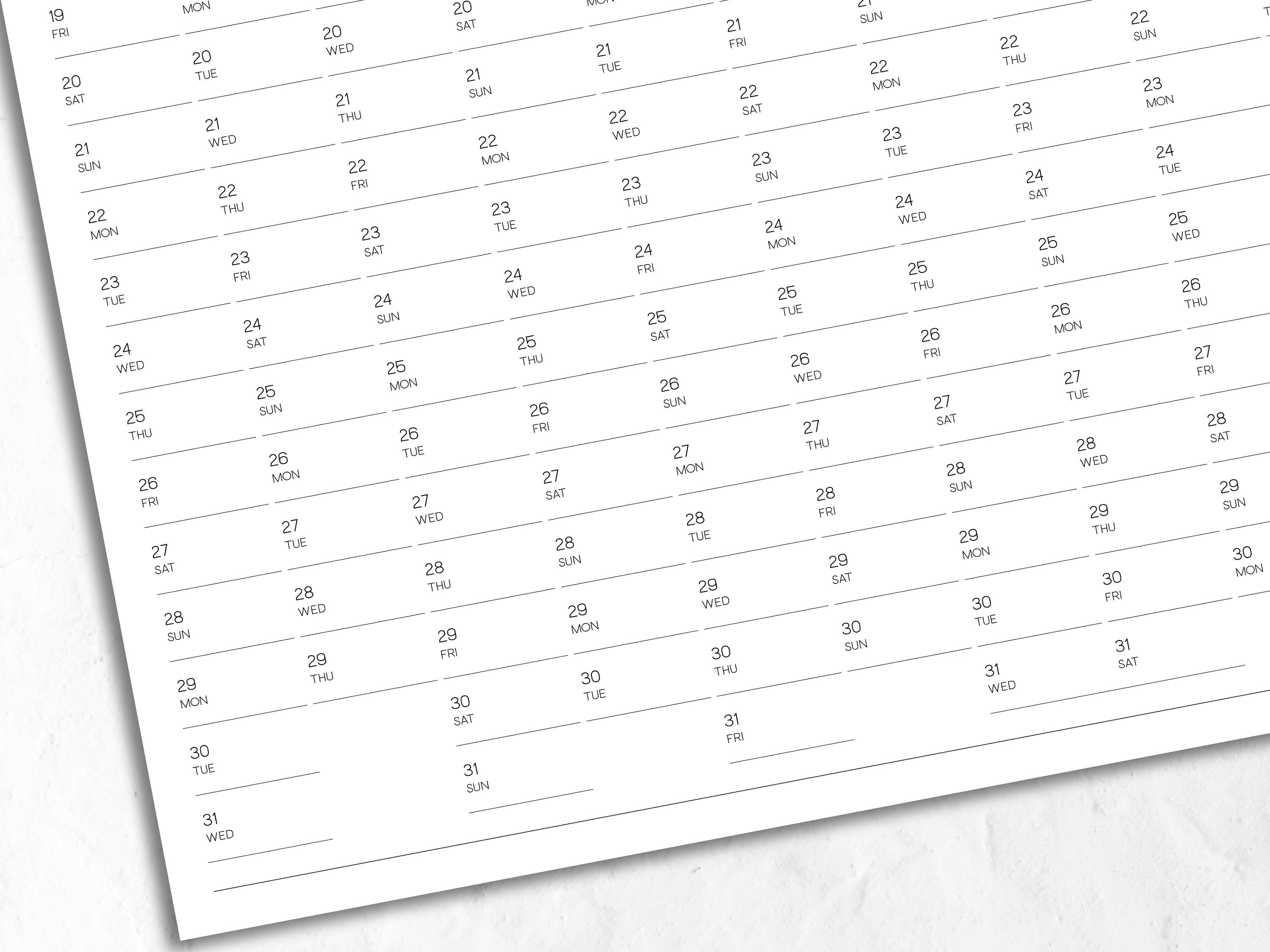 Printable Large Wall Calendar for 2024 in a Classic Black and White ...