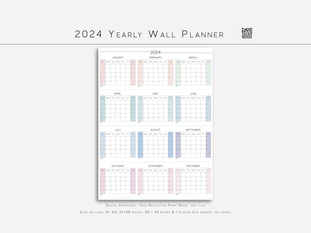 2024 Large Wall Calendar, Printable Large Wall Planner for Home and ...