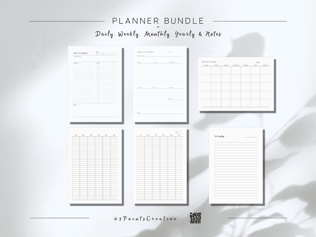 Ultimate Undated Printable Planner Bundle: Monthly, Yearly, Weekly ...