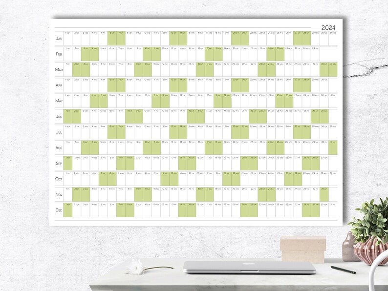 2024 Printable Large Wall Calendar in a Minimalist Design - Etsy