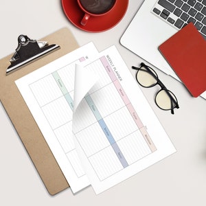 Printable Weekly Planner, Week at a Glance Planner in Landscape Layout ...