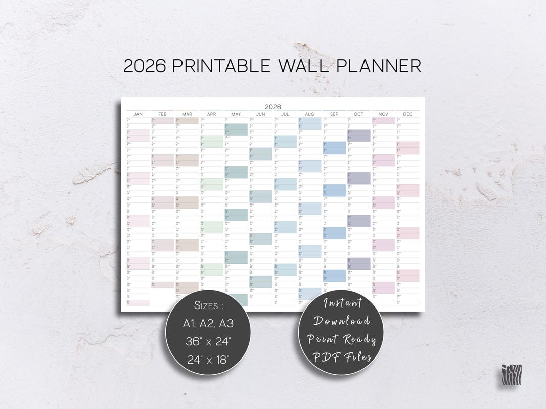 2026 Minimalist Wall Planner – Large Year-at-a-glance (digital Download ...