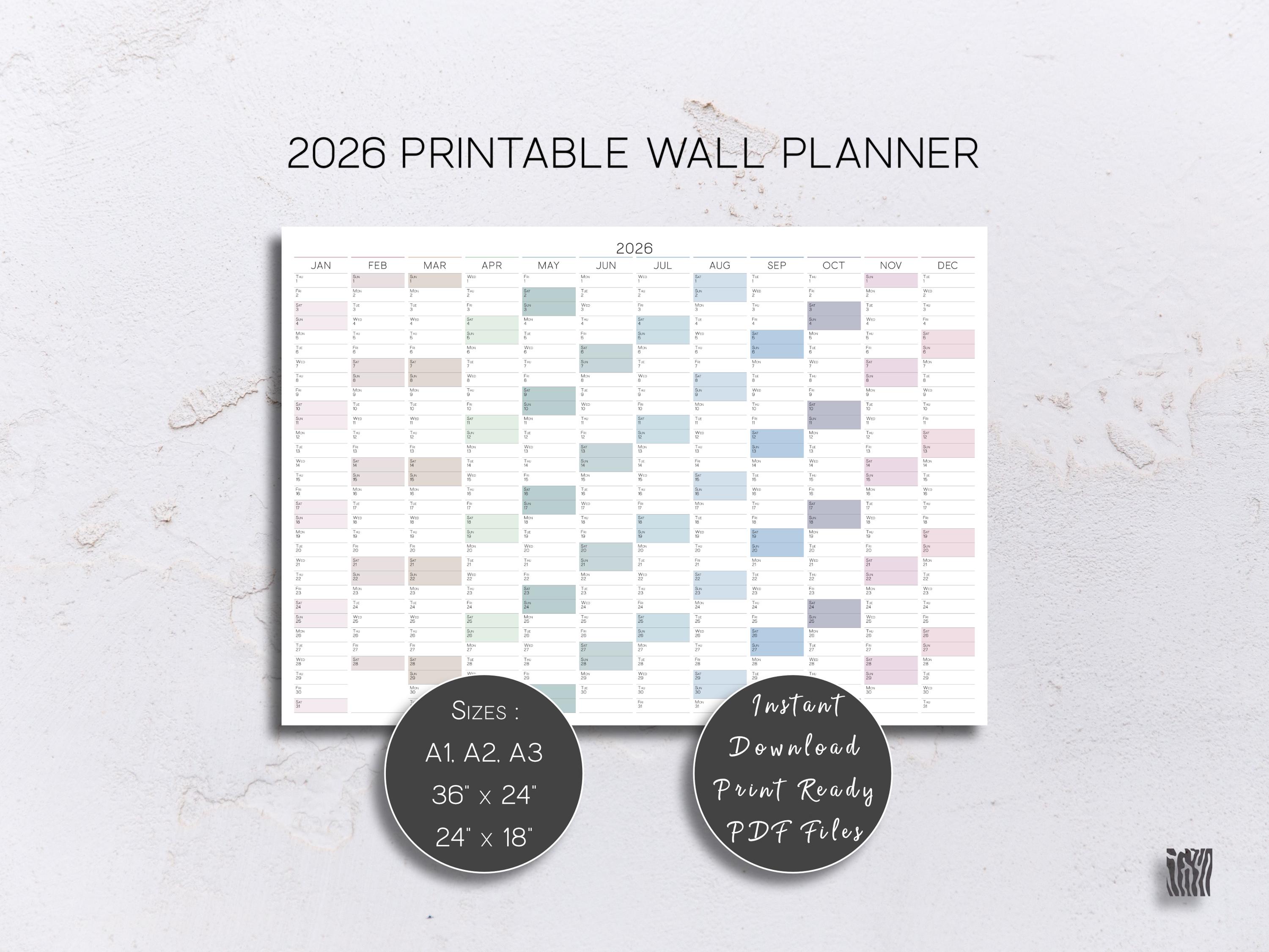 2026 Minimalist Wall Planner – Large Year-at-a-glance (digital Download ...