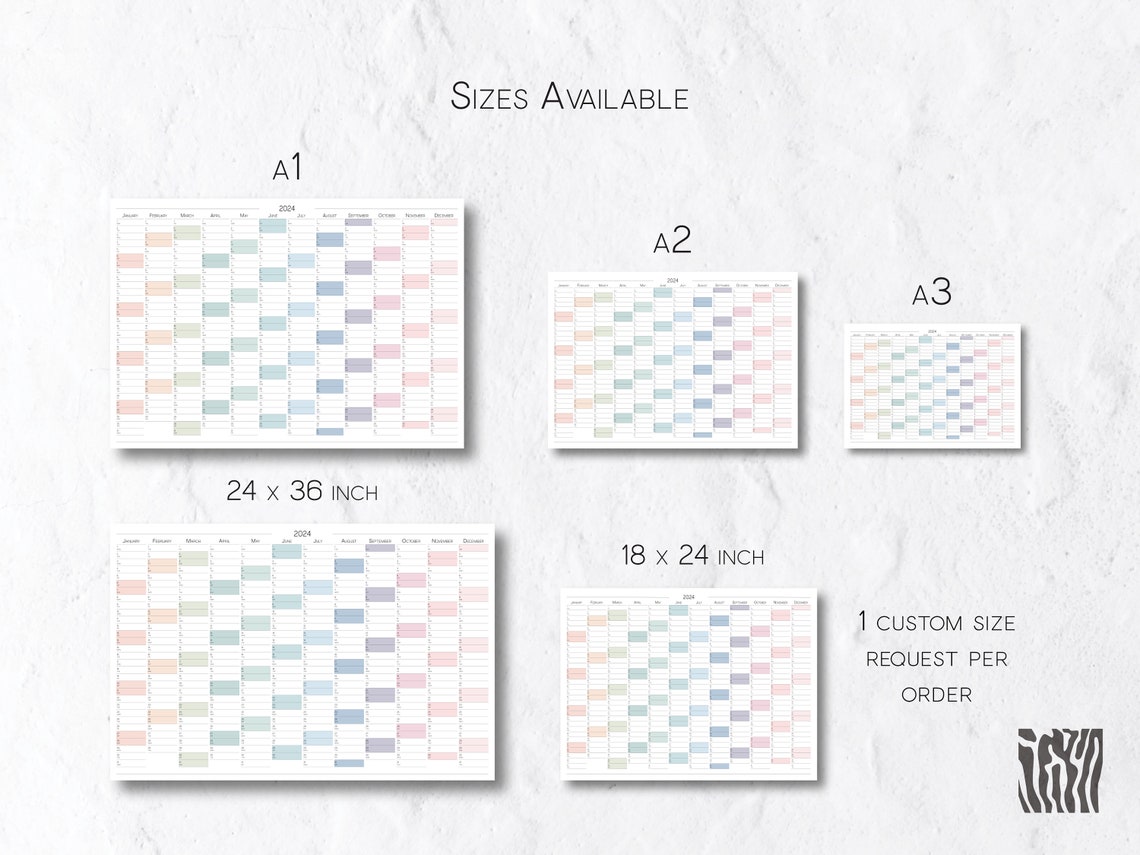 2024 Printable Large Wall Calendar in a Minimalist Design, 2024 Wall ...