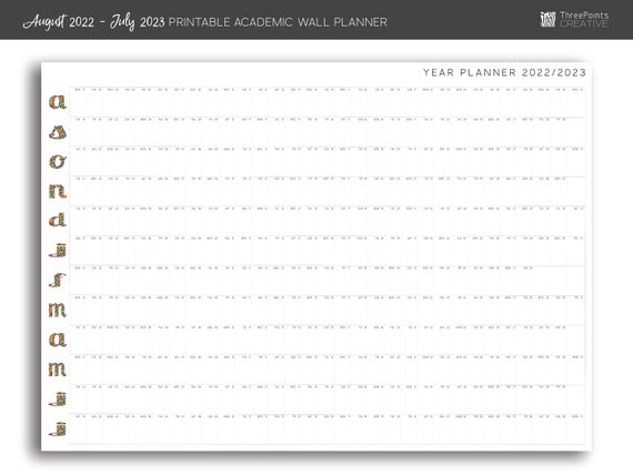 Academic Planner 2022-2023 Printable Mid-year Large Wall - Etsy