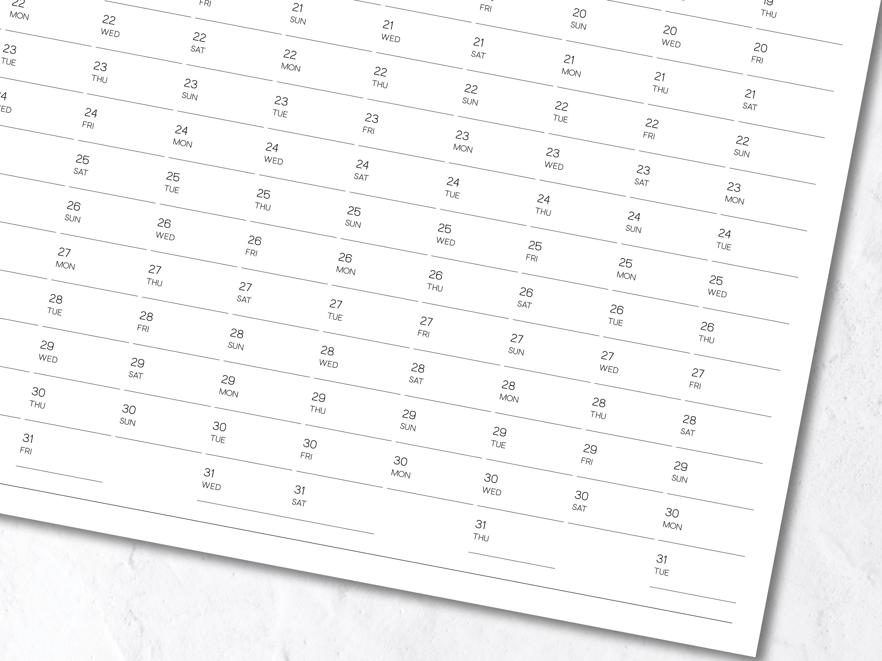 Printable Large Wall Calendar for 2024 in a Classic Black and White ...