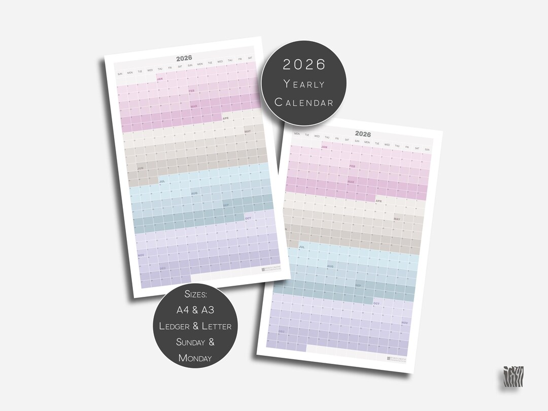 2026 Minimalist Printable Desk Calendar, A3 A4 Letter Ledger (digital ...