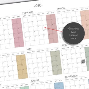 2026 Wall Calendar Printable, Full Year Academic Family Planner ...
