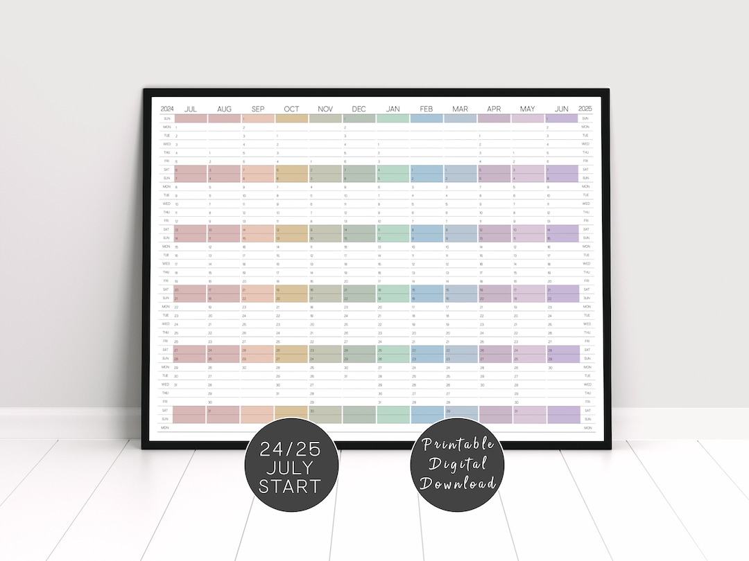 2024 2025 Printable July Wall Calendar, Academic Planner for Students ...