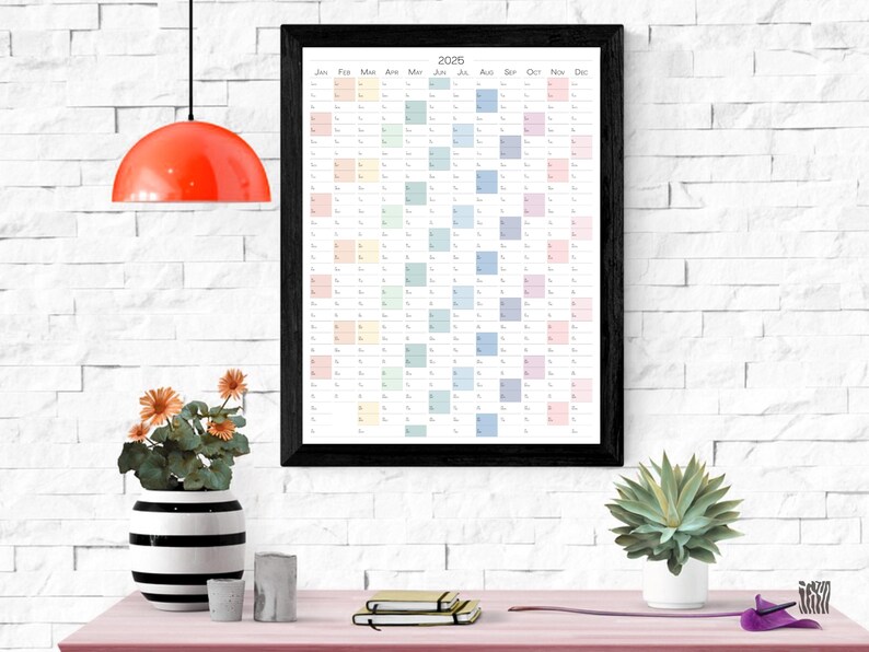 2025 Printable Large Wall Calendar in a Minimalist Design, 2025 Wall ...