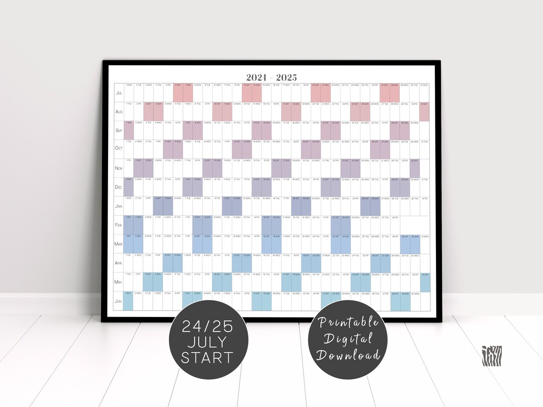 2024 2025 Printable July Wall Calendar, Academic Planner for Students ...
