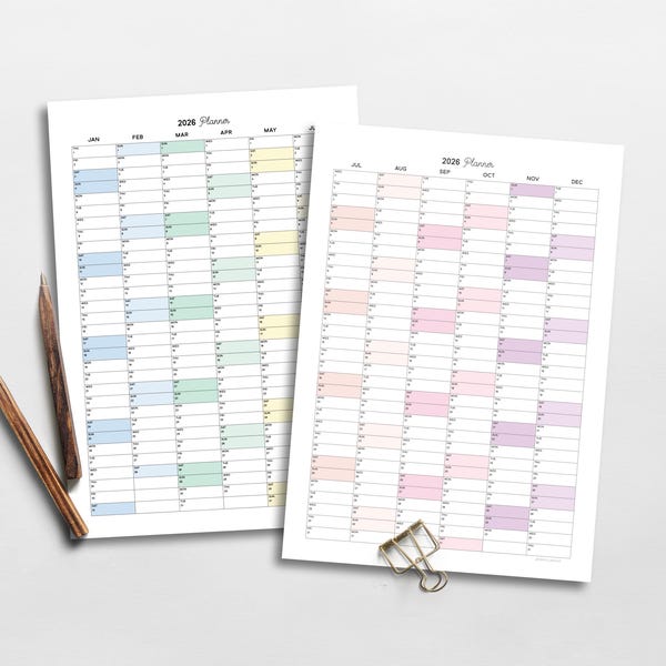 Half Letter Year Calendar - Etsy