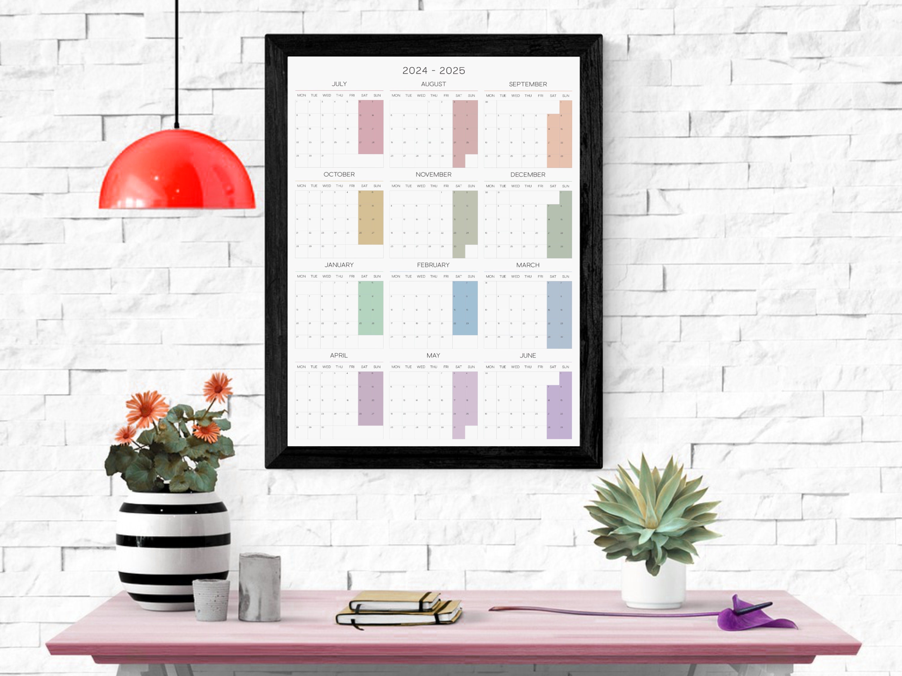 2024-2025 Printable July Wall Calendar, Monday Start Academic Wall ...