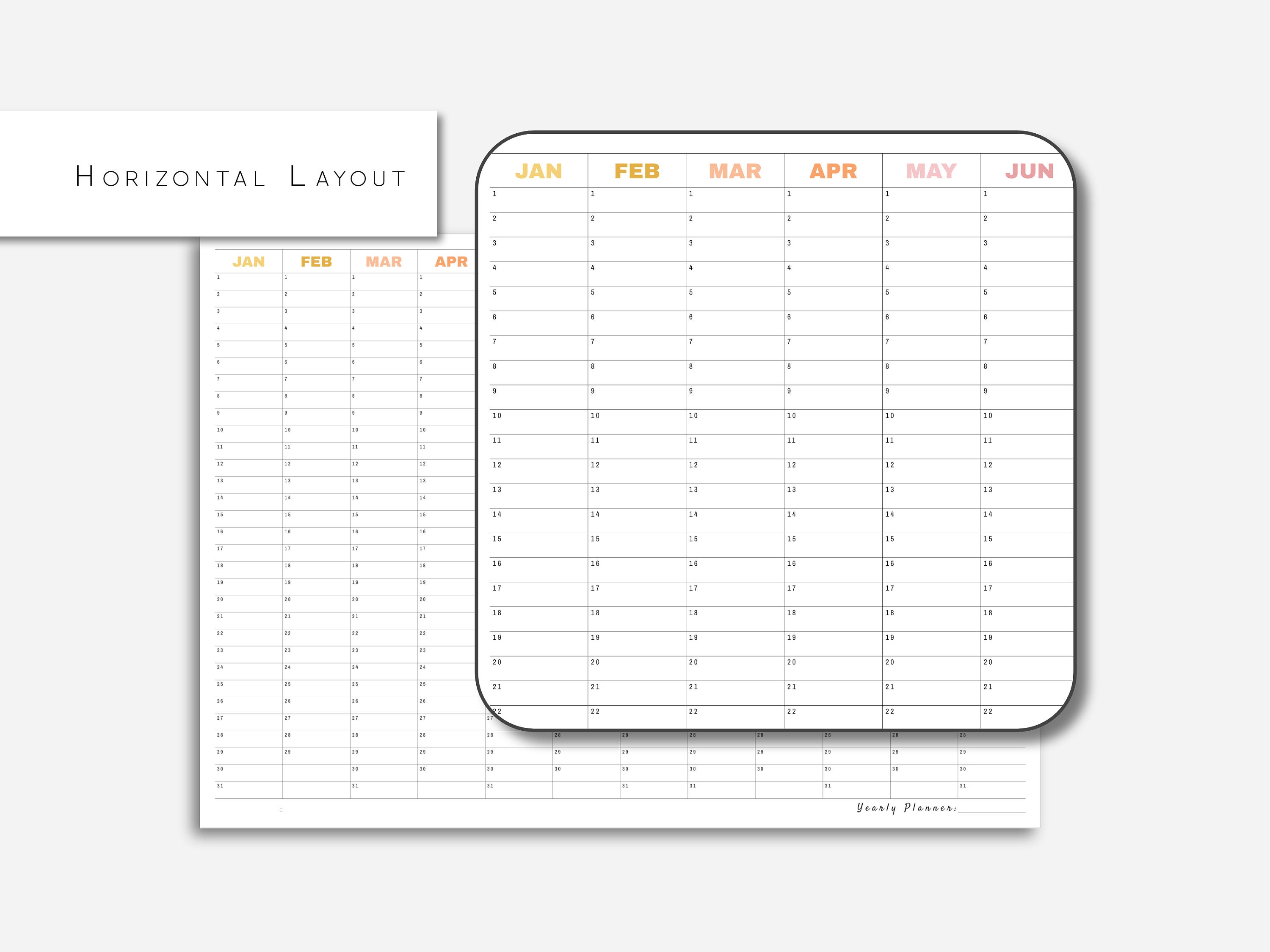 Minimalist Undated Wall Planner, Printable Large Wall Calendar ...