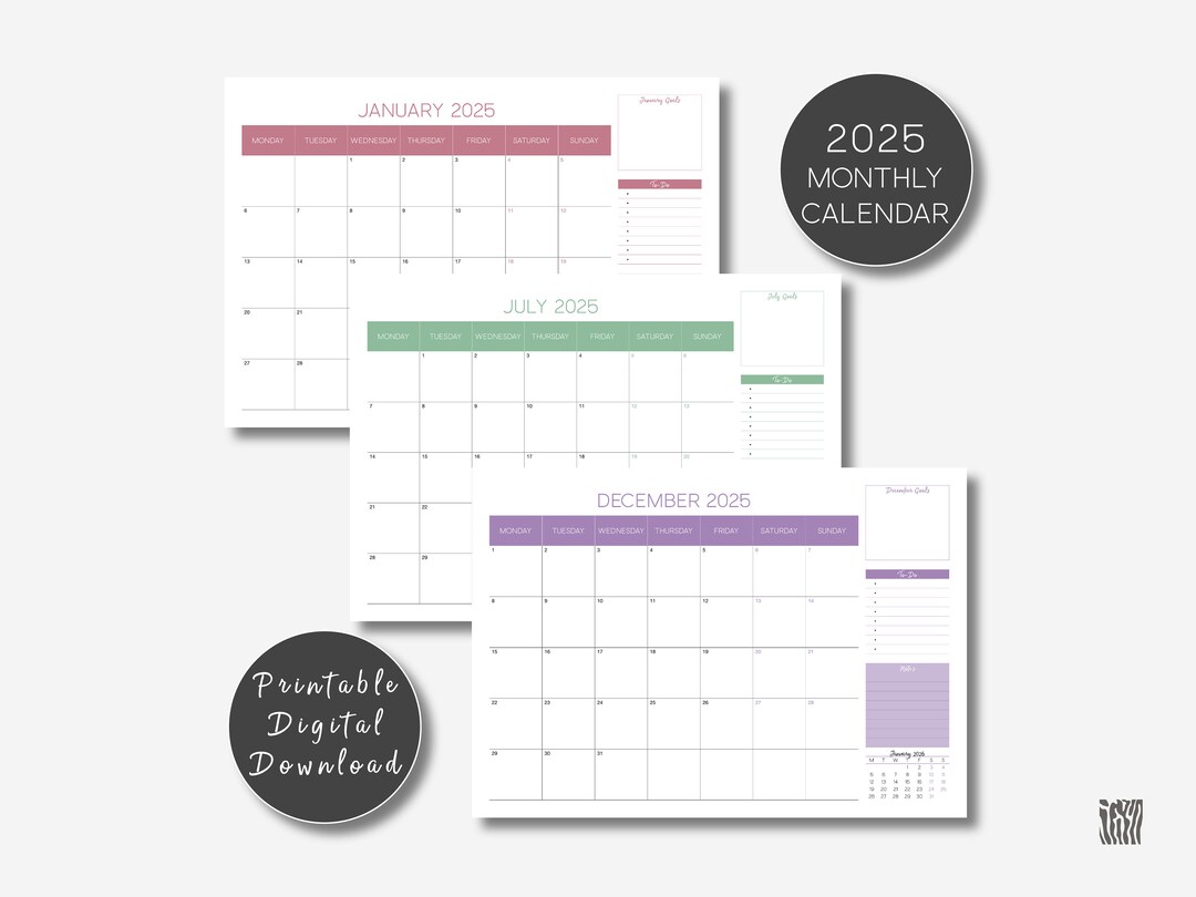 2025 Printable Monthly Planner, Minimalist Productivity Planner in ...