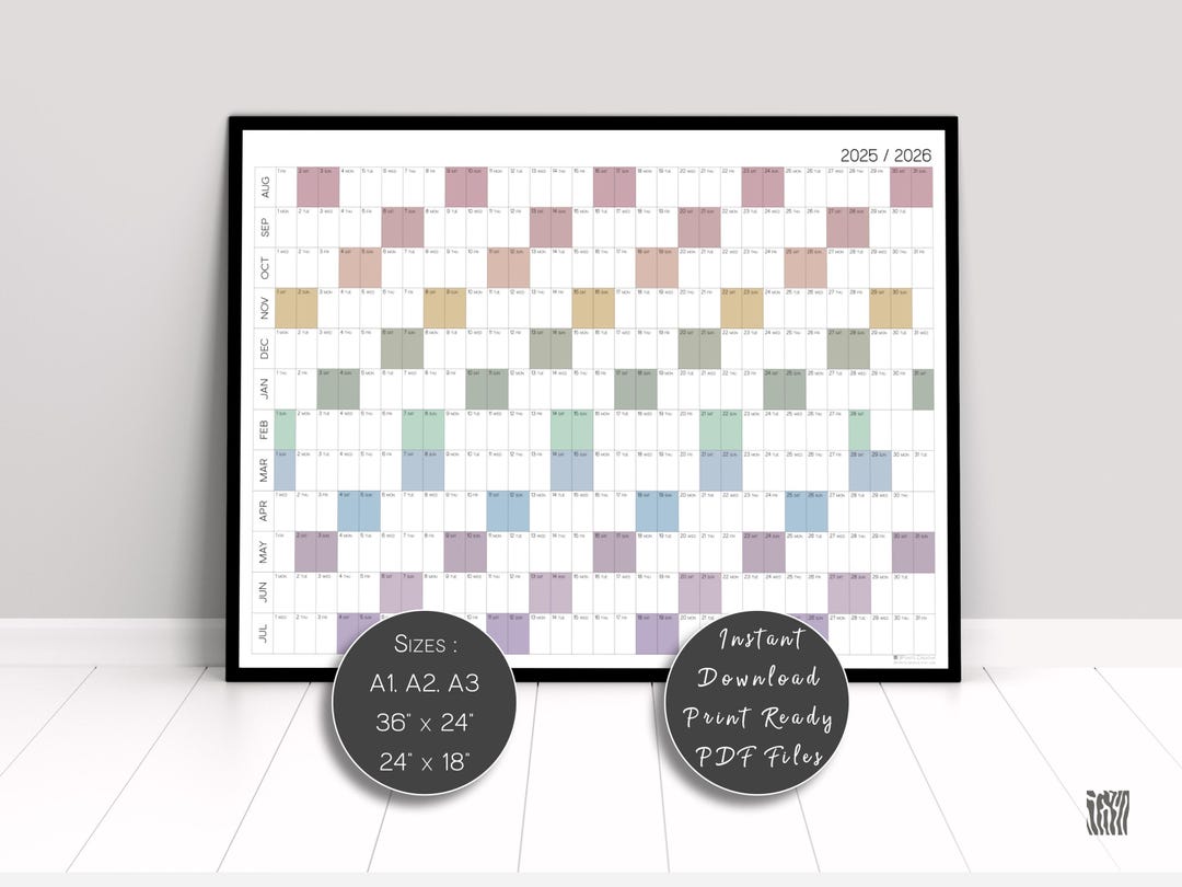 2025-2026 Large Wall Calendar | Minimalist Academic Planner (instant ...