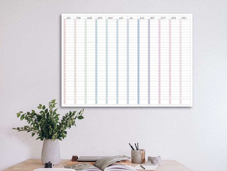 Printable Perpetual Large Wall Calendar - PDF Digital Download for Easy ...