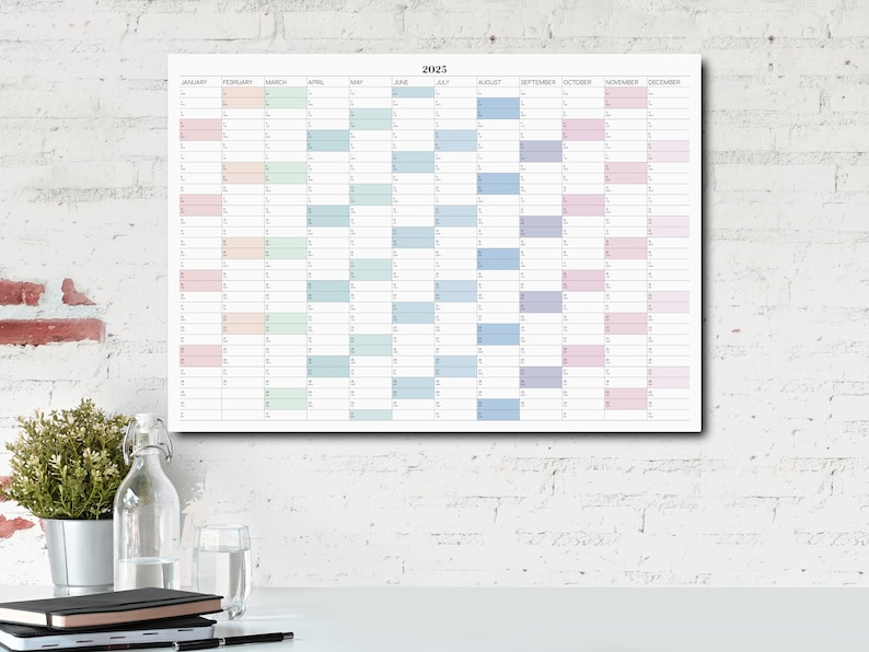 2025 Printable Large Wall Calendar in a Minimalist Design, 2025 Wall ...