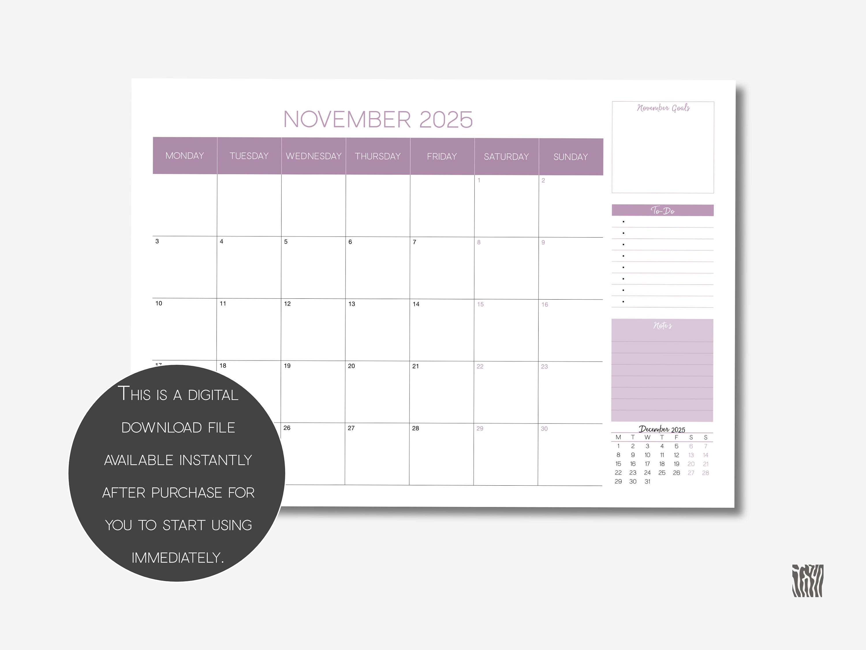 2025 Printable Monthly Planner, Minimalist Productivity Planner in ...