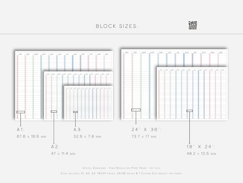 Printable Perpetual Large Wall Calendar - PDF Digital Download for Easy ...