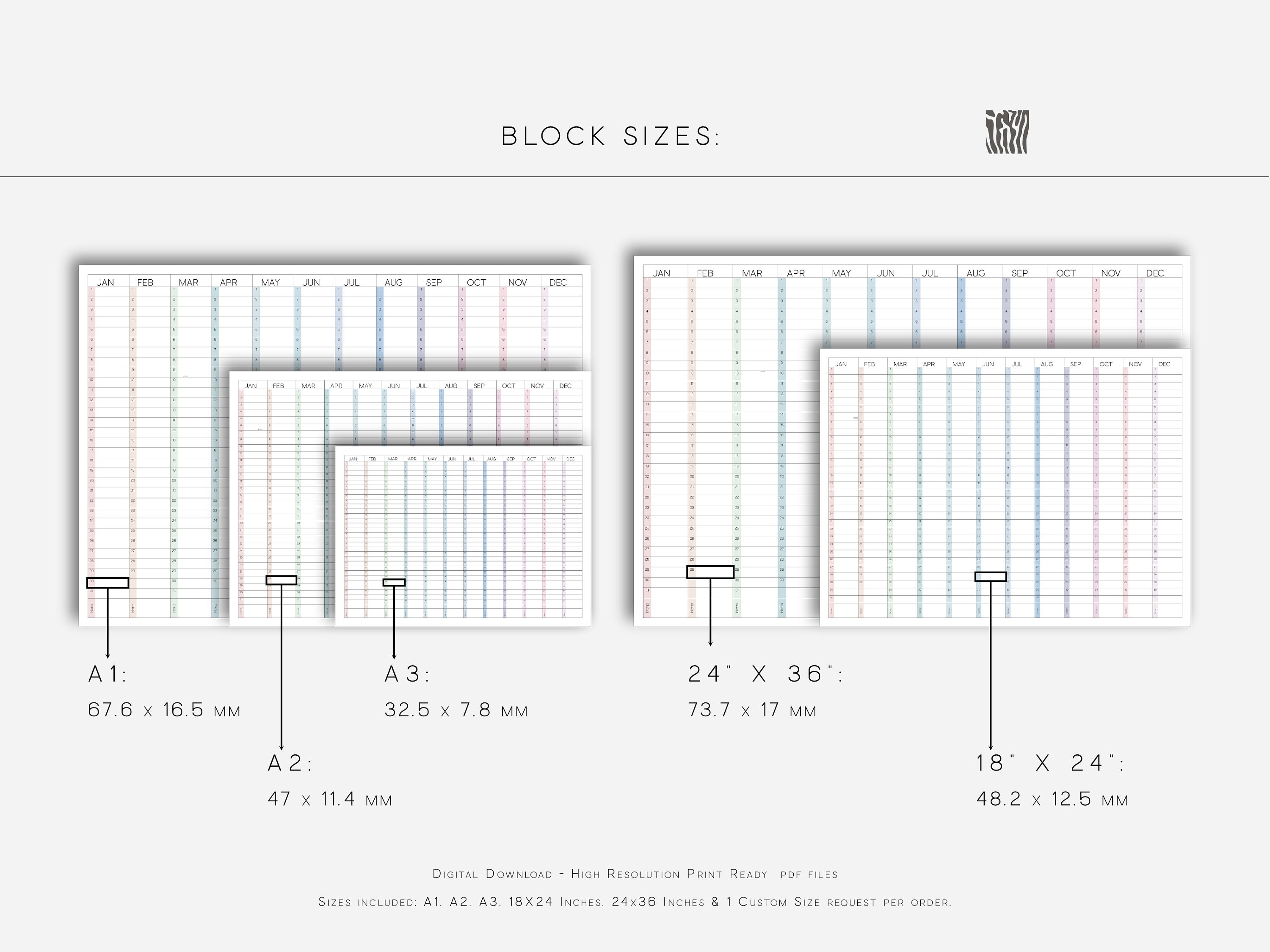Printable Perpetual Large Wall Calendar PDF Digital Download - Etsy