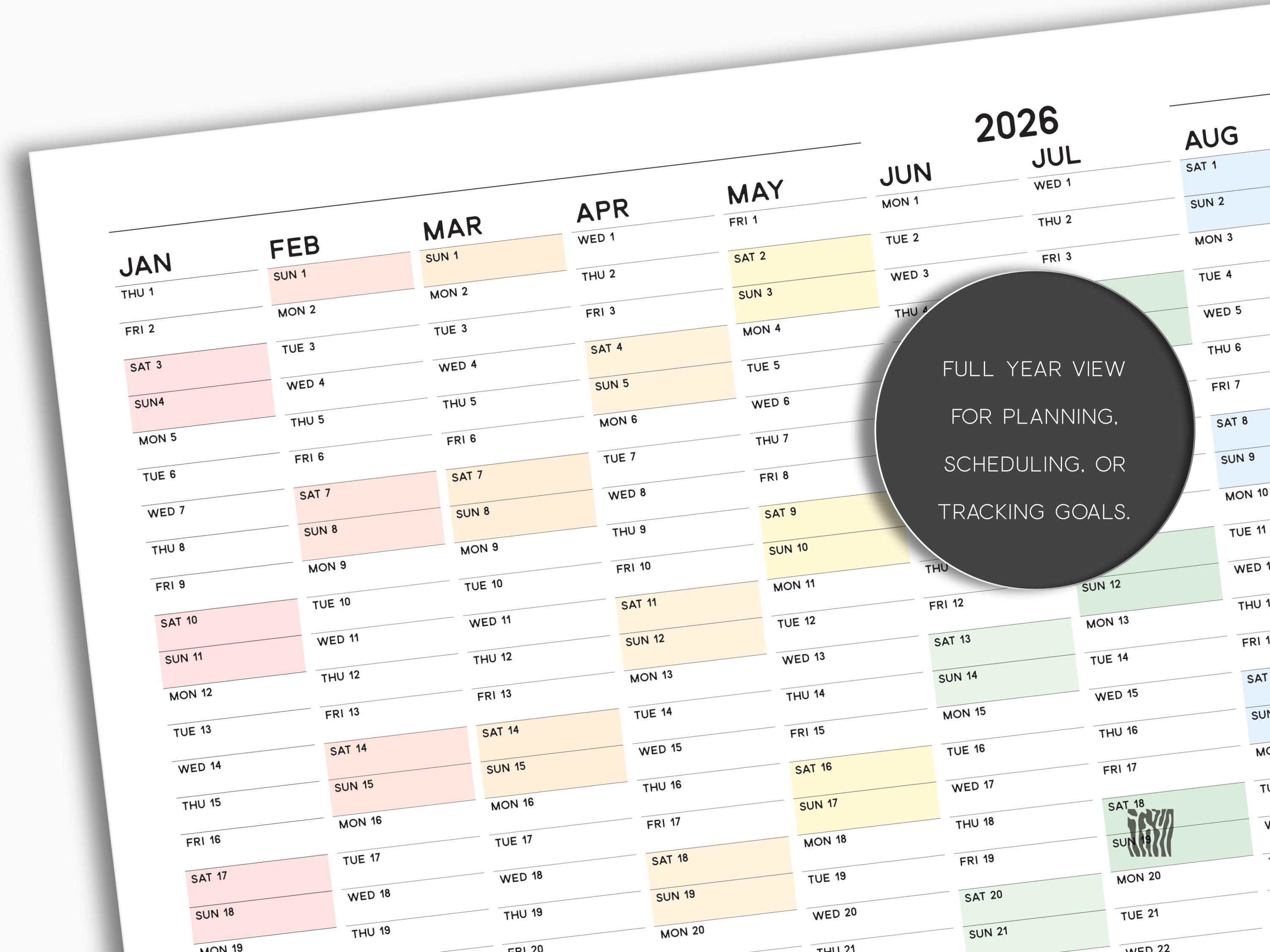 2026 Wall Planner: Printable Minimalist Pastel Calendar (digital ...