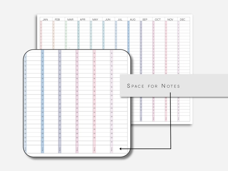 Printable Perpetual Large Wall Calendar - PDF Digital Download for Easy ...