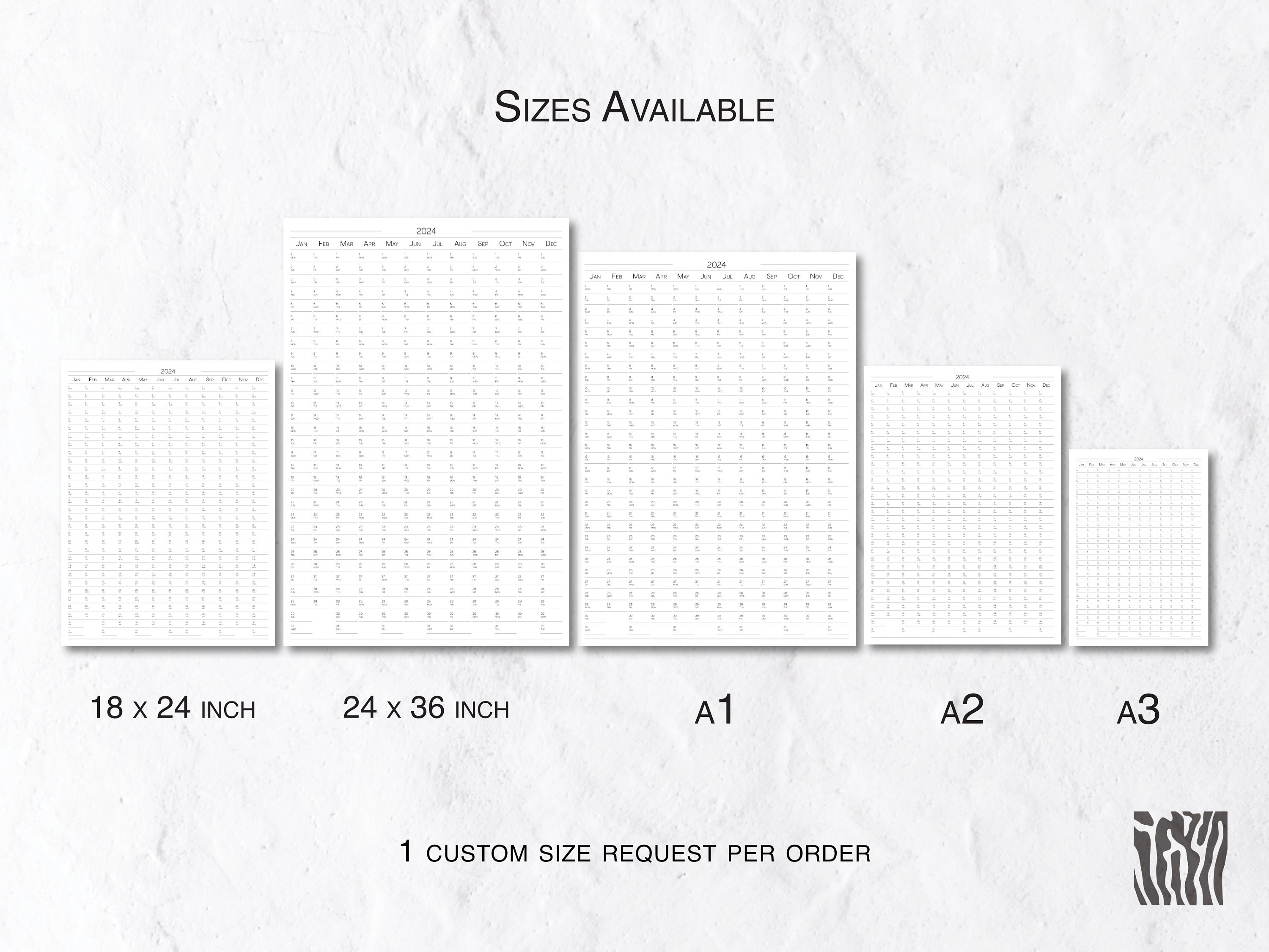 Printable Large Wall Calendar for 2024 in a Classic Black and White ...
