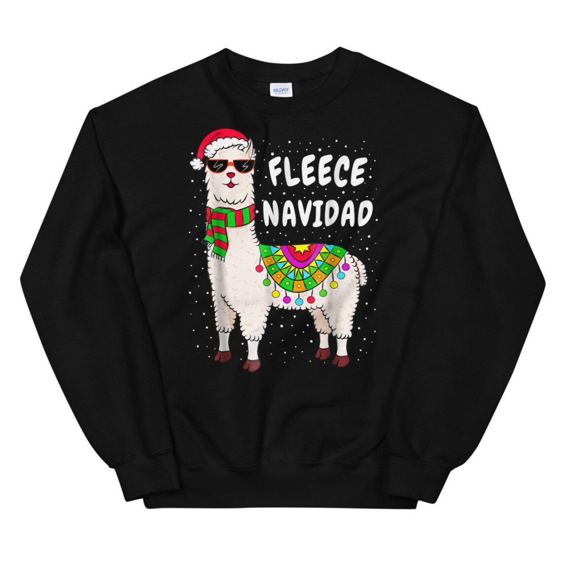 Fleece Navidad | Funny Llama Print Gift Shirt | Alpaca Christmas ...