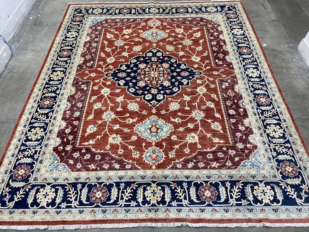 8x10 Rust Color Heriz Rug - Turkish Rug - Large Rug - Afghan Rug - Hand ...