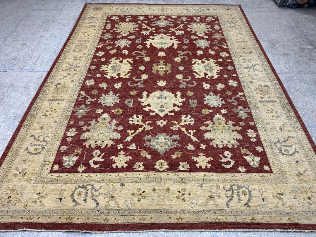10x14 Red Ziegler Rug - Oushak Rug - Muted Color Rug - Woolen Rug ...