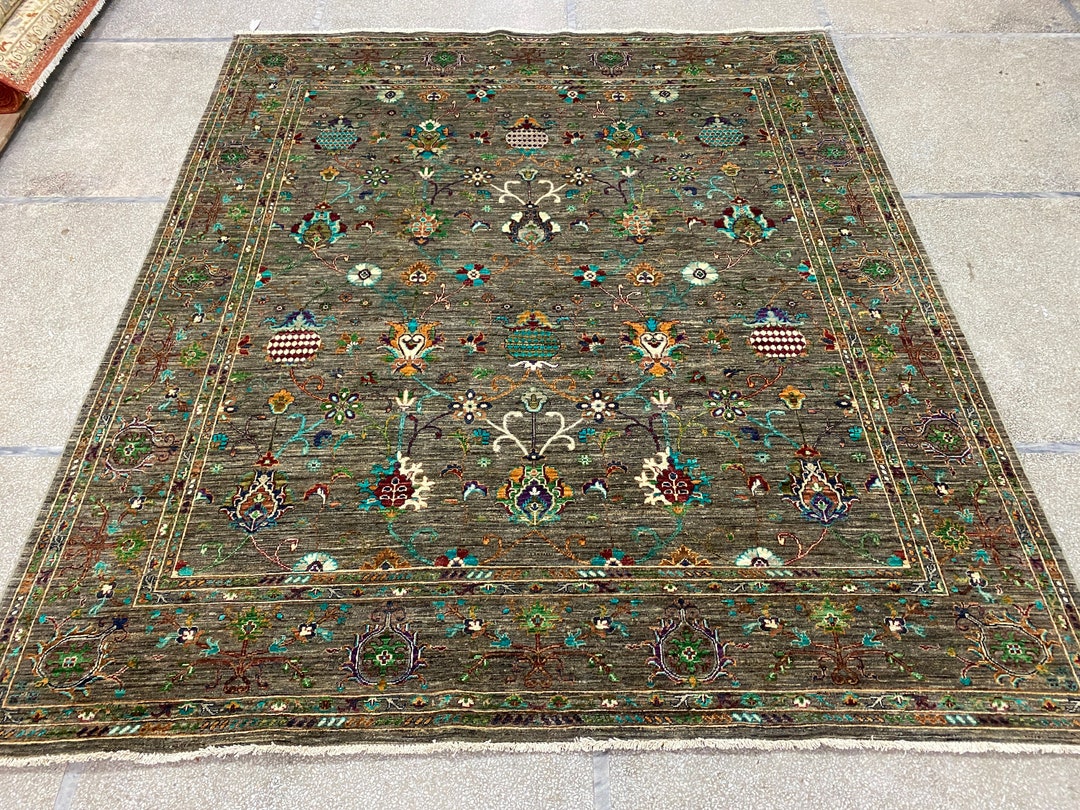 8x9 Natural Gray Sultani Rug Oushak Rug Area Rug Afghan Rug Kabul Rug ...