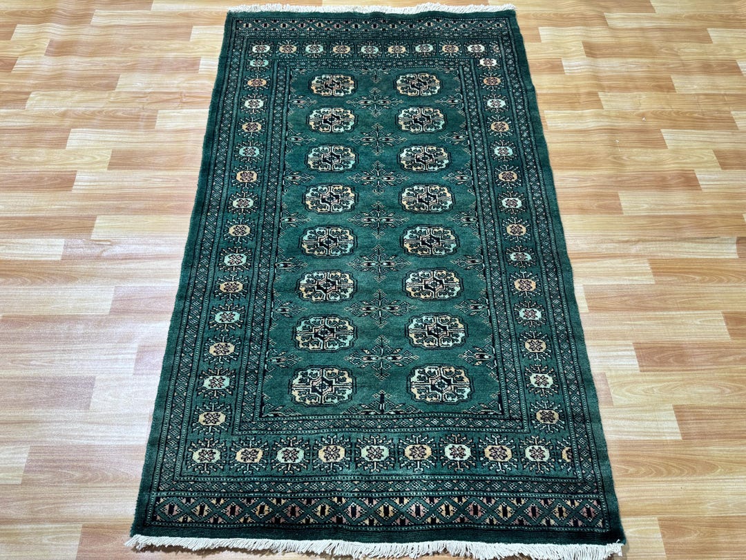 3x5.5 Sea Green Color Bokhara Rug - Washable Rug - Woolen Rug - Living ...