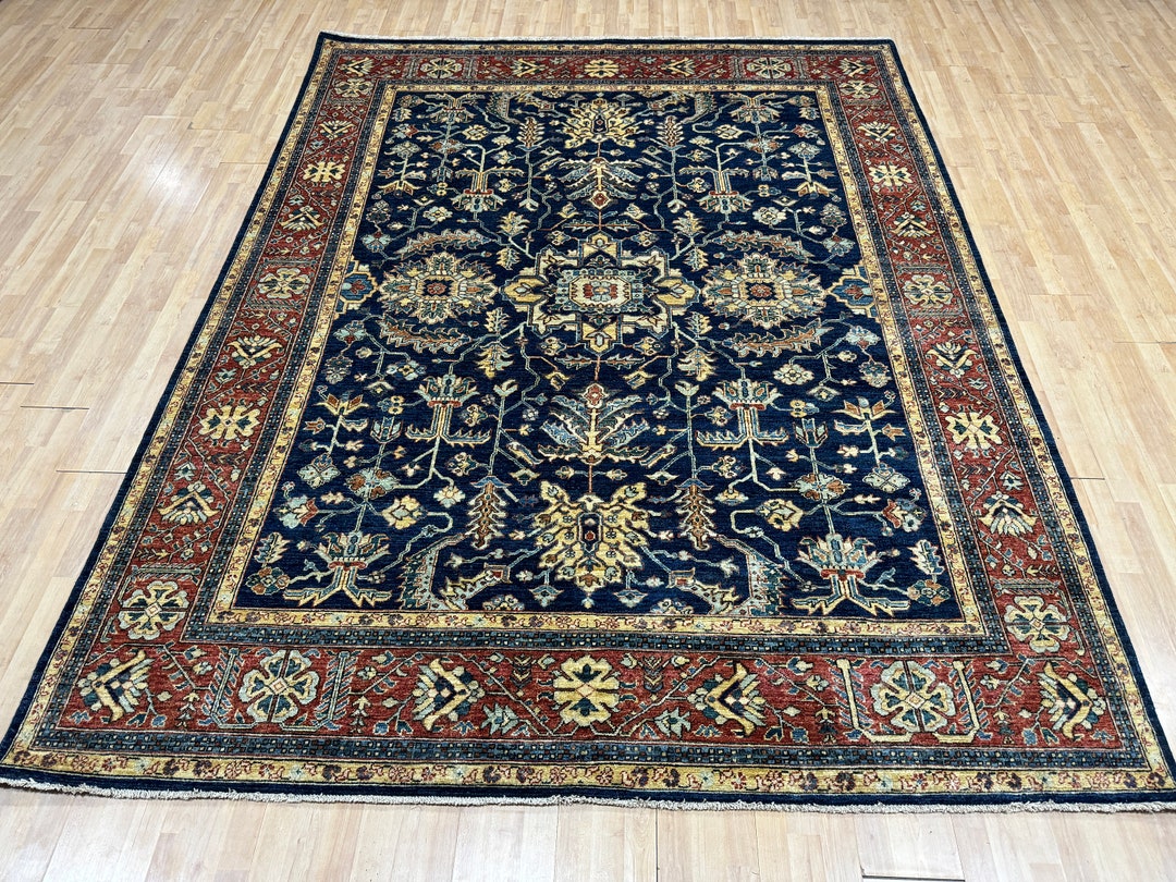 8x10 Navy Blue Oriental Rug - Classical Rug - Area Rug - Woolen Rug ...