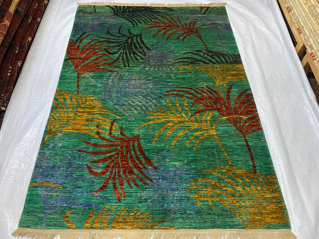 5x7 Emerald Green Gabbah Rug Landscape Rug Sea Green Rug - Etsy