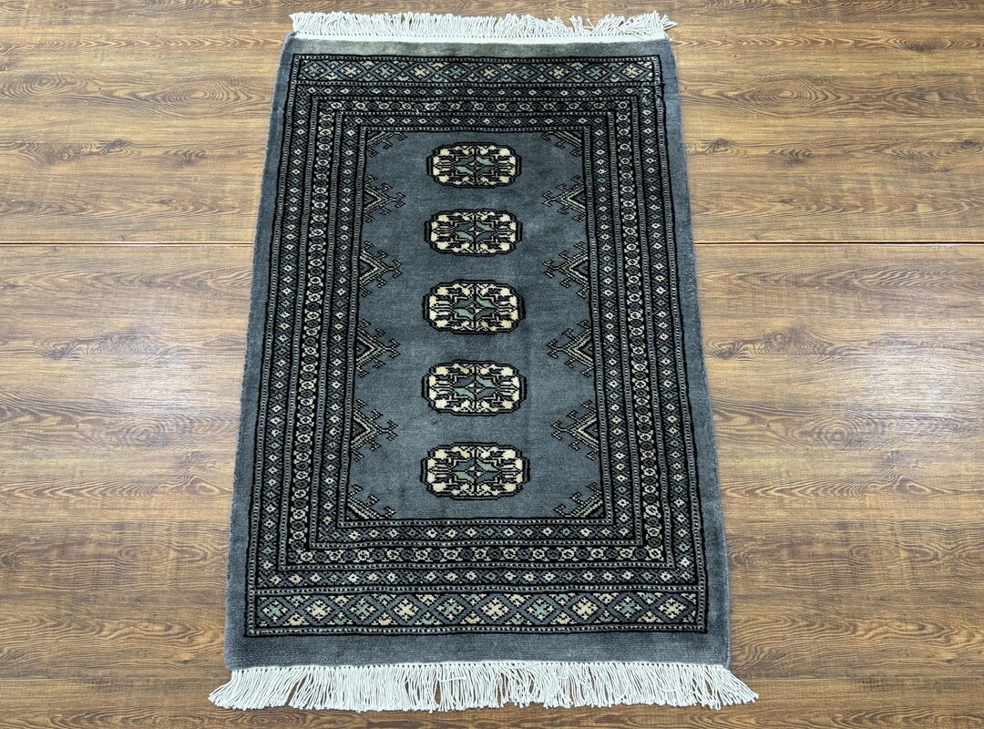 2x3 Gray Color Bokhara Rug Washable Rug Small Rug Wool Rug Living Room ...